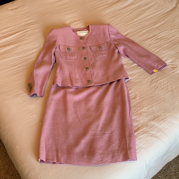 jaeger | Dresses | Vintage Jaeger 2piece Suit Dark Pink | Poshmark
